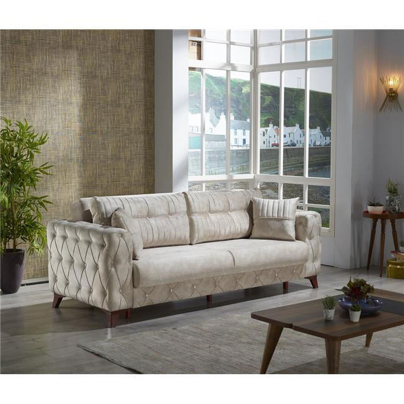 Furnia 101-LIZ-DLS910-3 35 x 90 x 34 in. Lisbon 3 Seat Sofa, Cream ...
