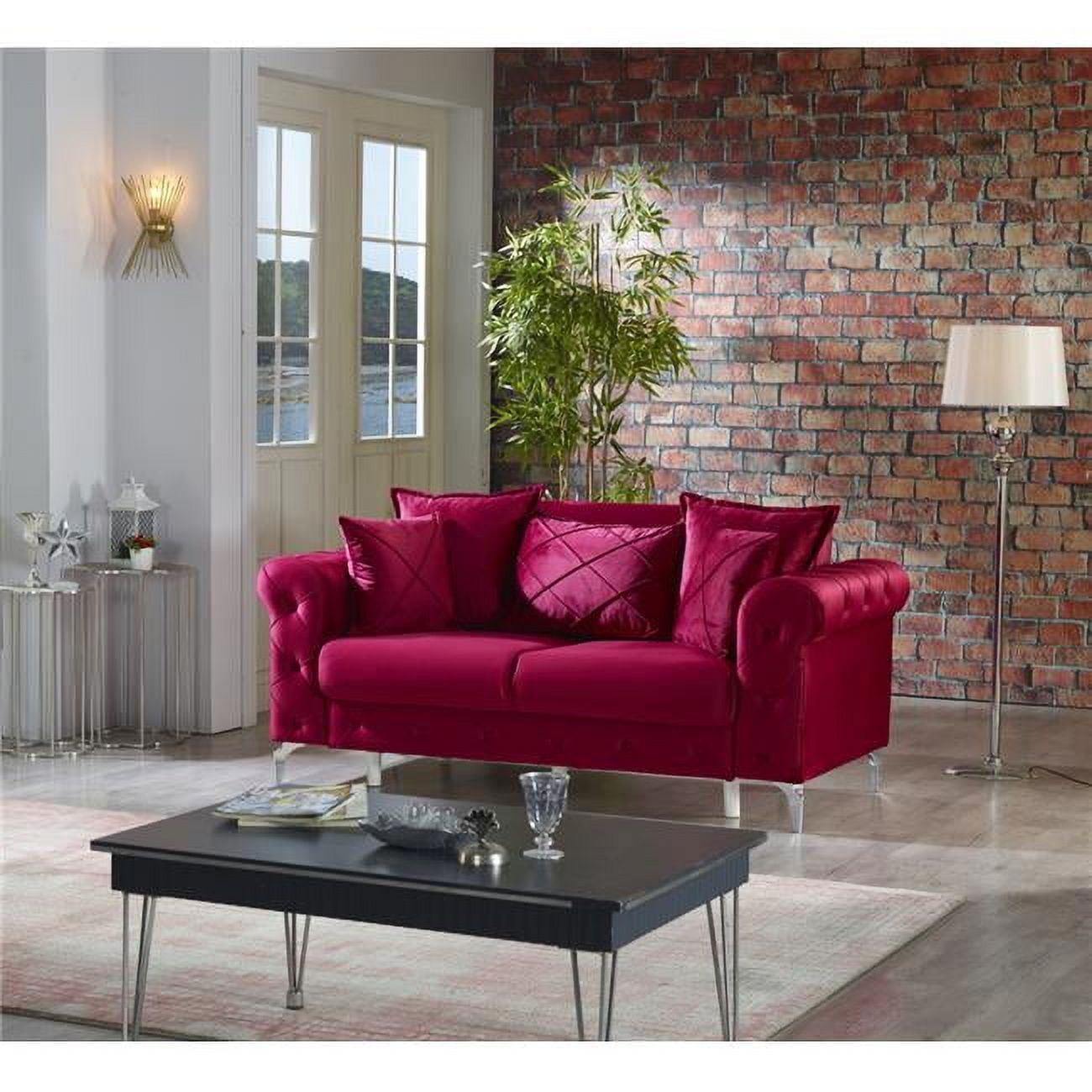 Furnia 101-RIV-BYB17-2 35 x 72 x 33 in. Riva Convertible Loveseat ...