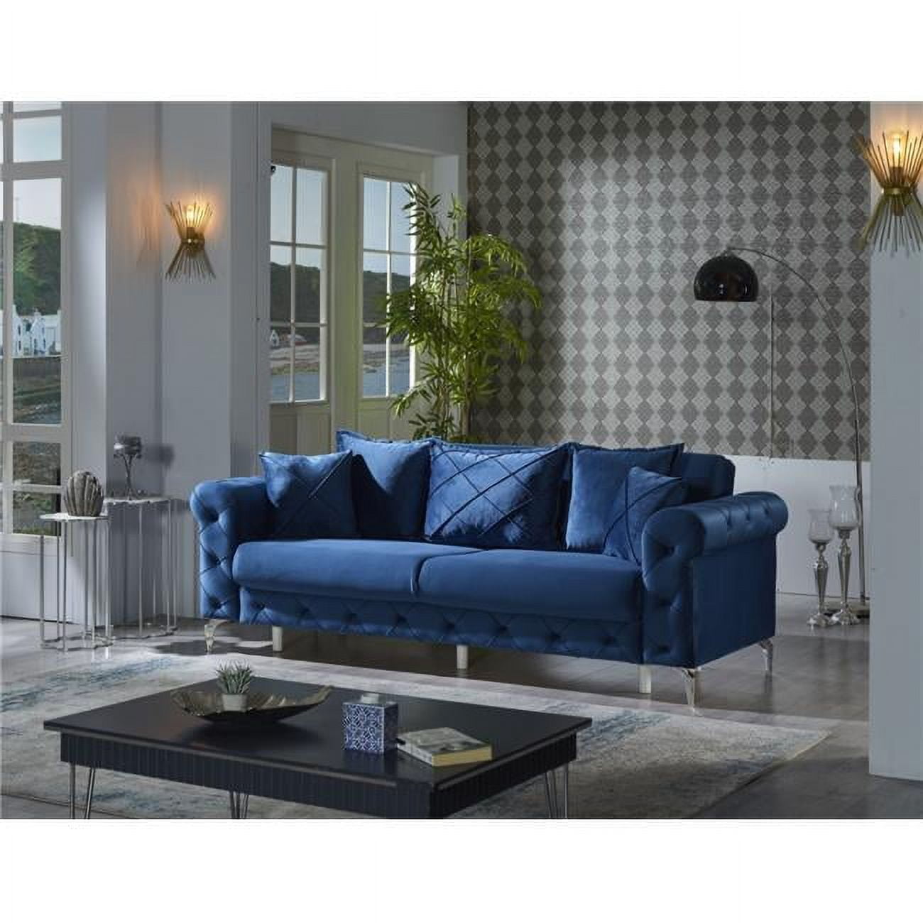 Furnia 101-RIV-BYB32-3 35 x 93 x 33 in. Riva 3 Seat Sofa, Blue ...