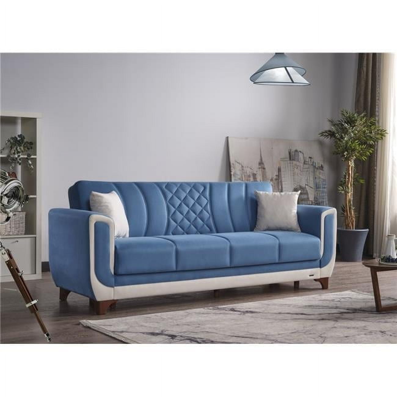 Furnia HD-10-DZ205-BER-BLU 35 x 92 x 31 in. Berre 3 Seat Convertibel ...