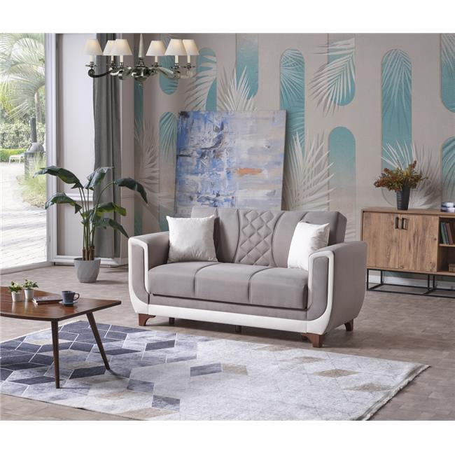 Furnia MD-10DZ-BER-DZ203-2 Berre Convertible Loveseat Sleeper, Grey ...