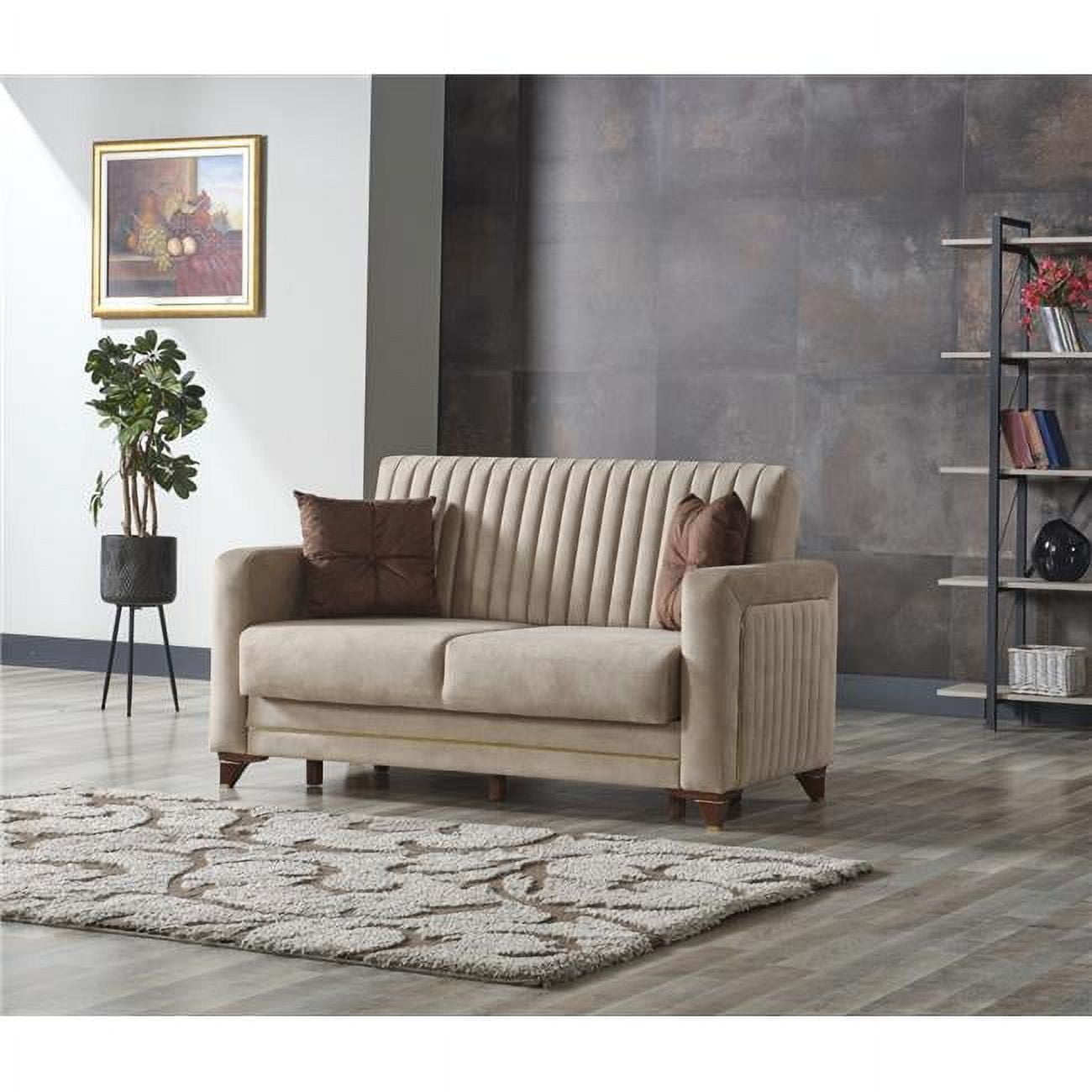 Furnia MD-10DZ-LIN-DZ140-2 35 x 62 x 43 in. Line Convertible Loveseat ...