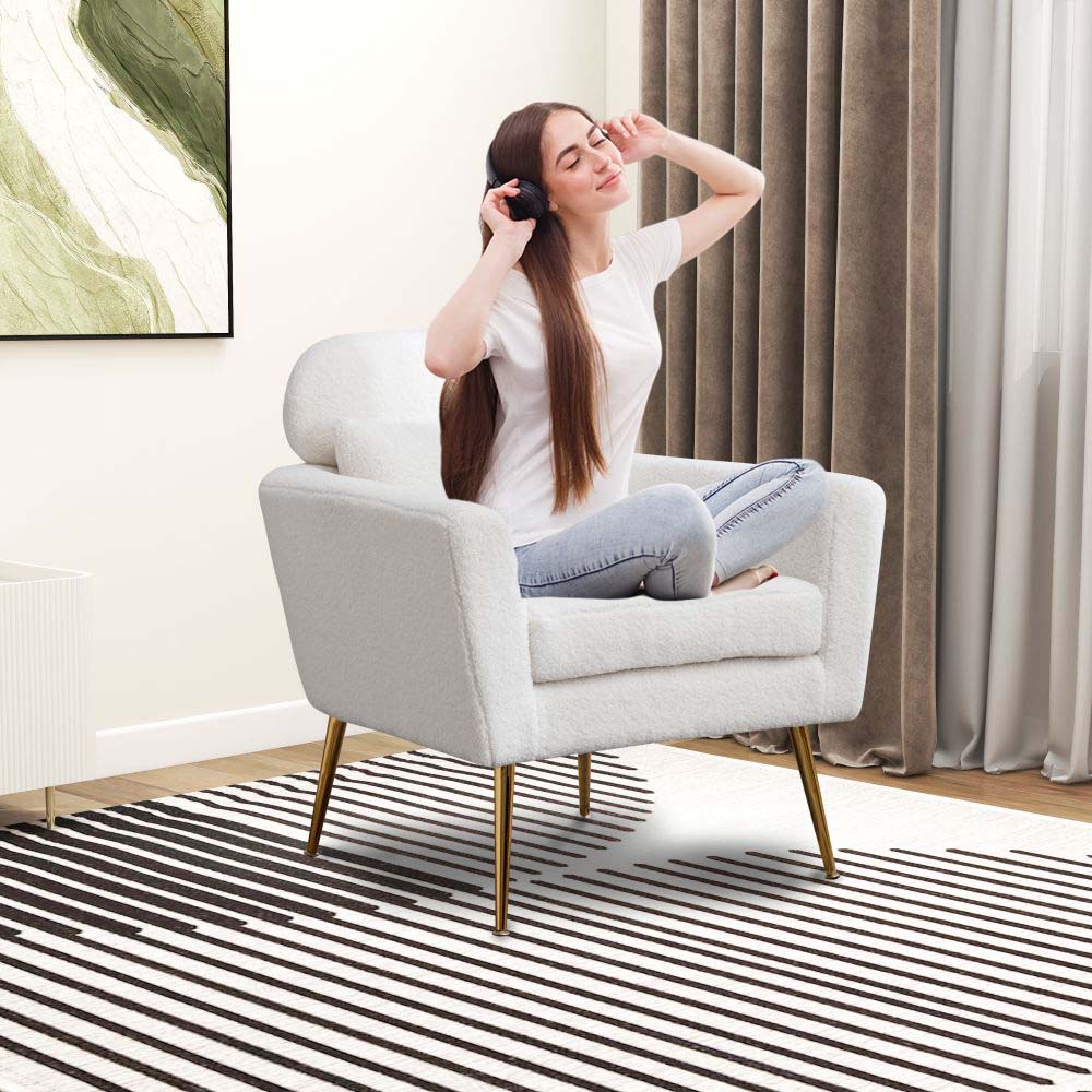 Furnian 29.5"W Modern Boucle Accent Chair Armchair Upholstered High ...