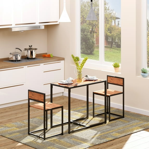 Furnibear 3-Piece Industrial Dining Table Set for 2, Kitchen Table and ...