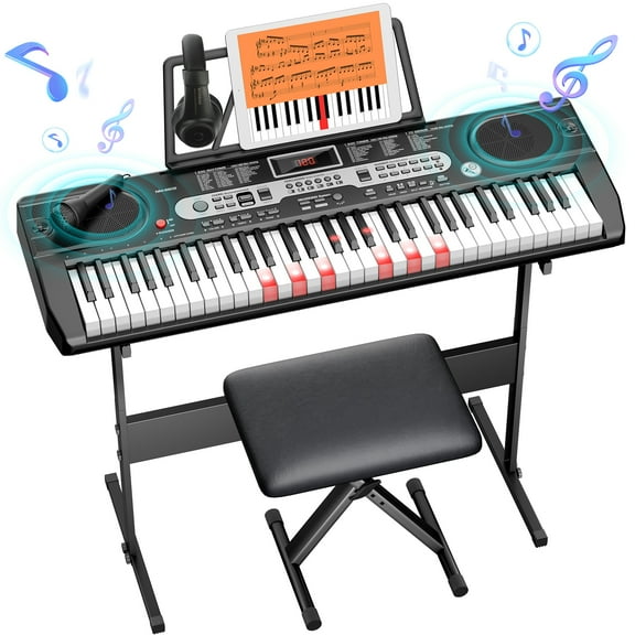 Rockjam 61-Key Electric Digital Keyboard Piano Super Kit with Stand ...