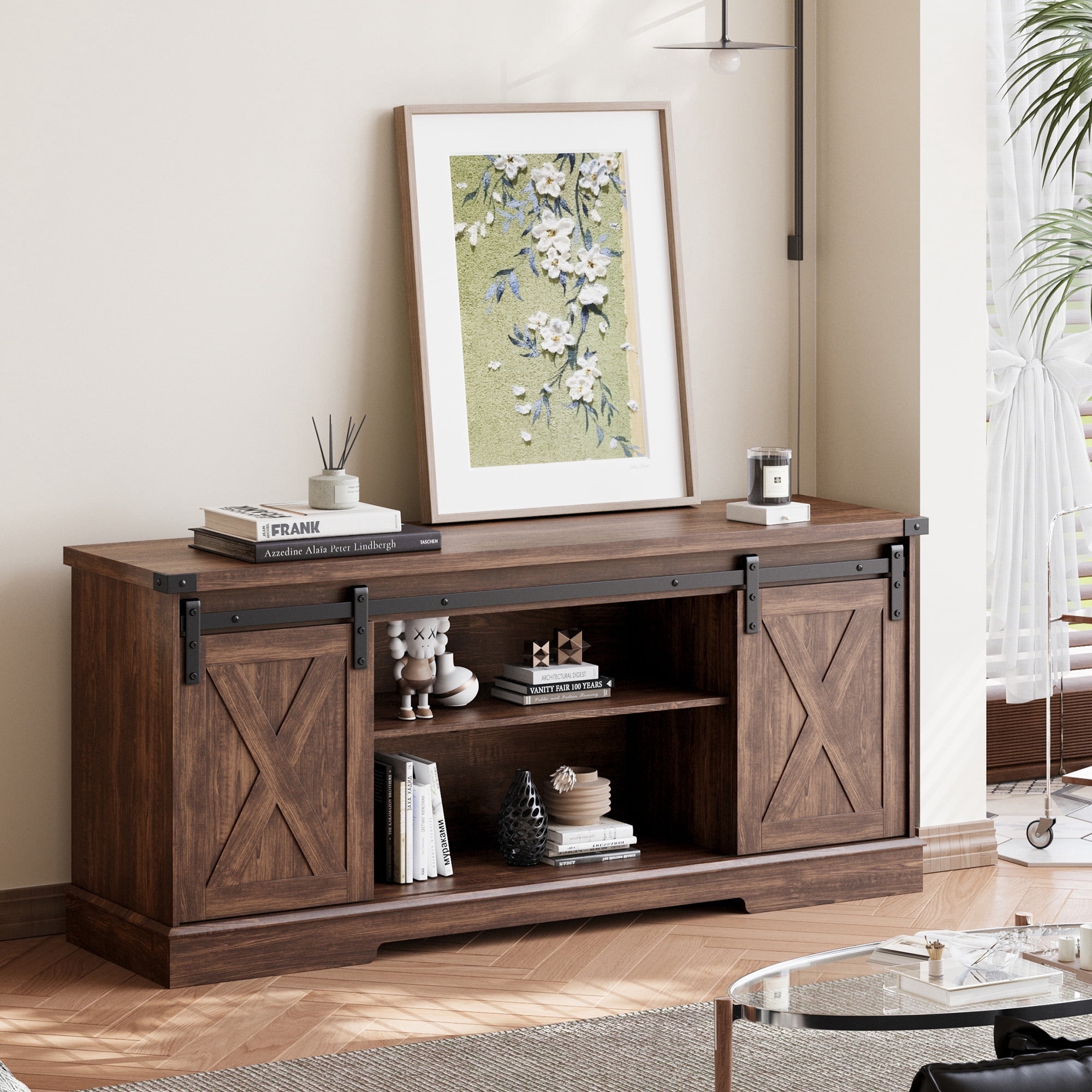 Furnibear 60 inch Wood TV Stand with Drawers, Entertainment Center for ...