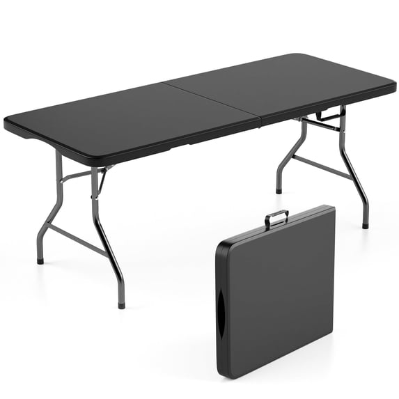 Furnibear 6FT Folding Table,Indoor Outdoor Portable Fold-in-Half Table ...