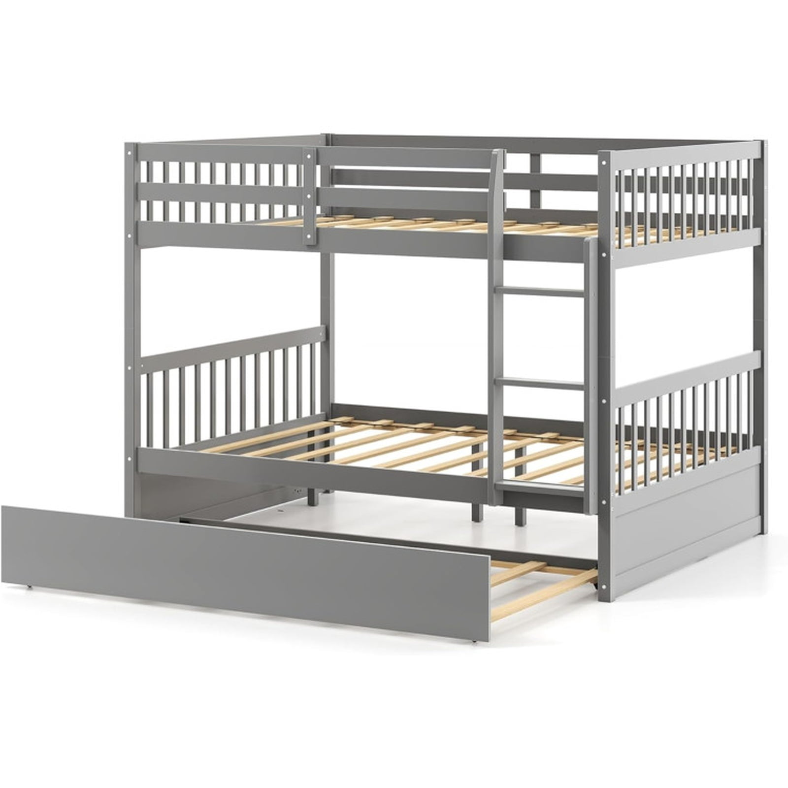 Furnibear Full over Full Bunk Bed Platform Wood Bed with Ladder for ...
