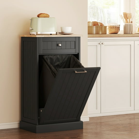 Furnibear Kitchen Tilt Out Trash Bin Cabinet Free Standing Recycling ...