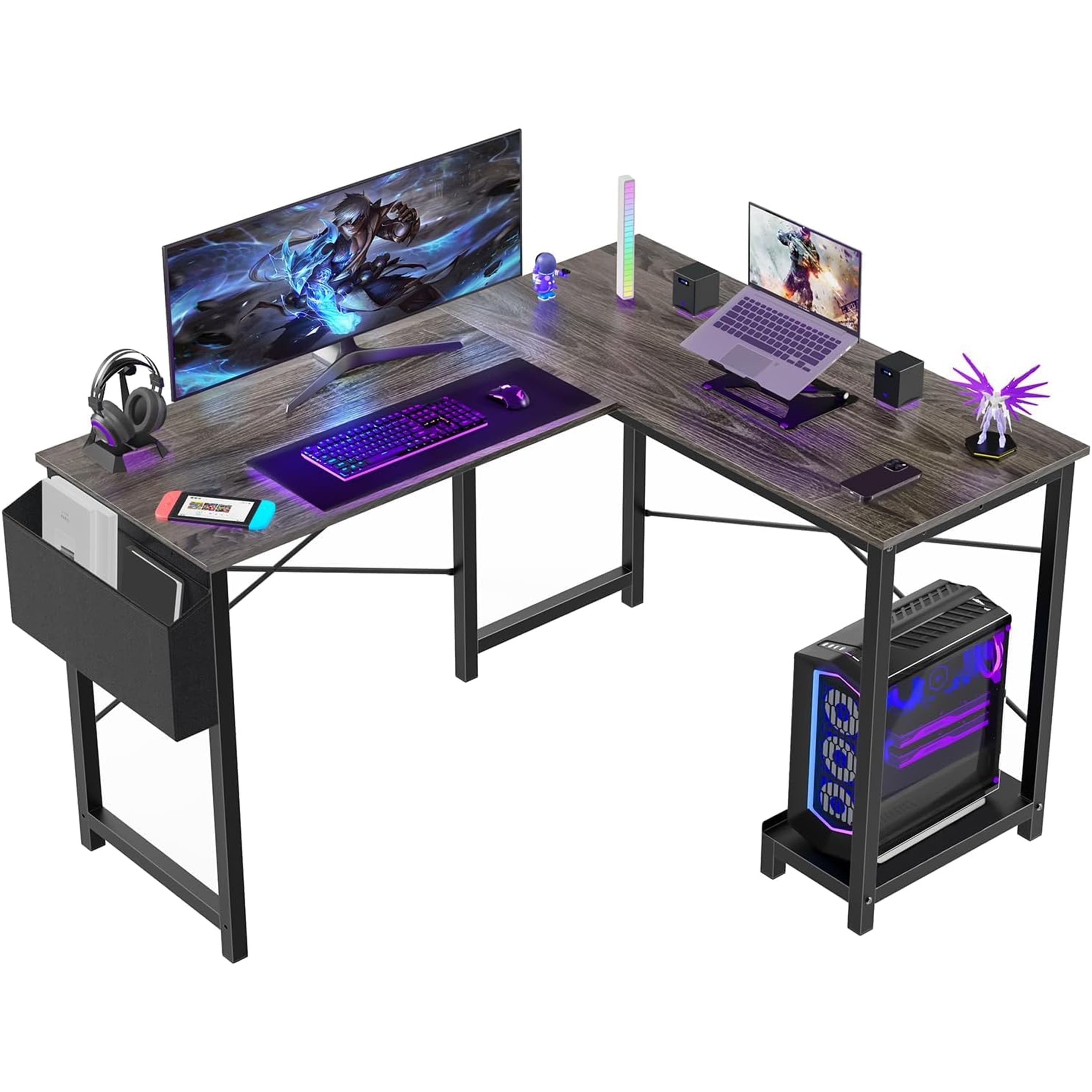 Furnibear L Shaped Computer Desk, Gaming Corner 50" PC Writing Study ...
