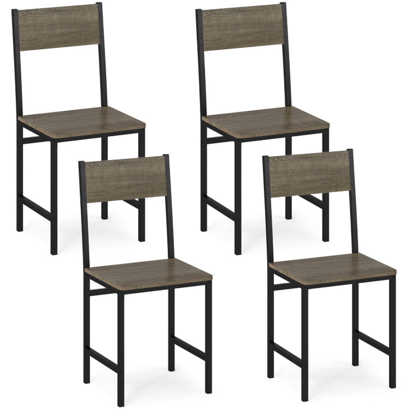 Furnibear Set of 4 Dining Chairs with Metal Legs and Slanted Back with ...