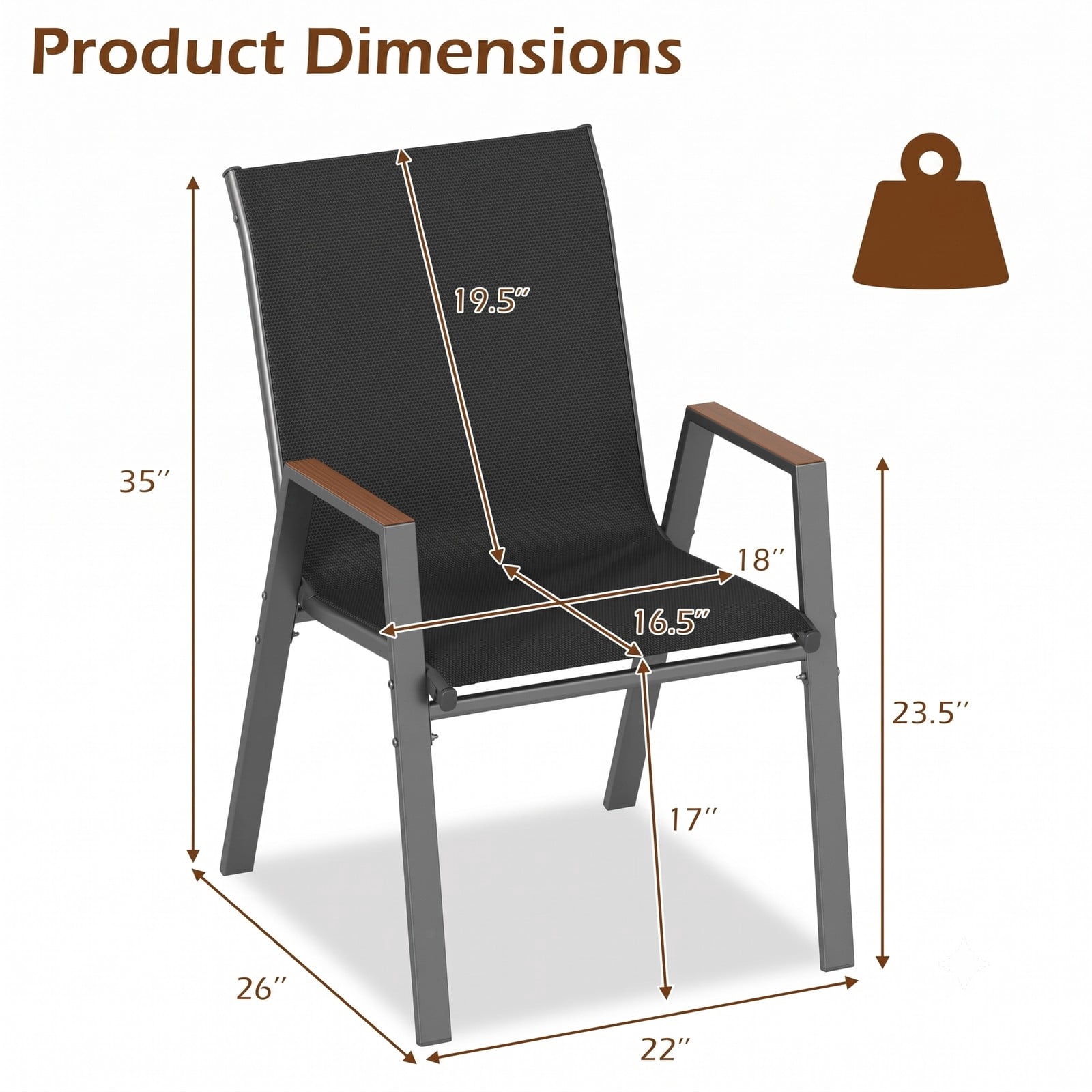 Furnibear Stackable Outdoor Dining Chairs Set of 4 with High Backs and ...