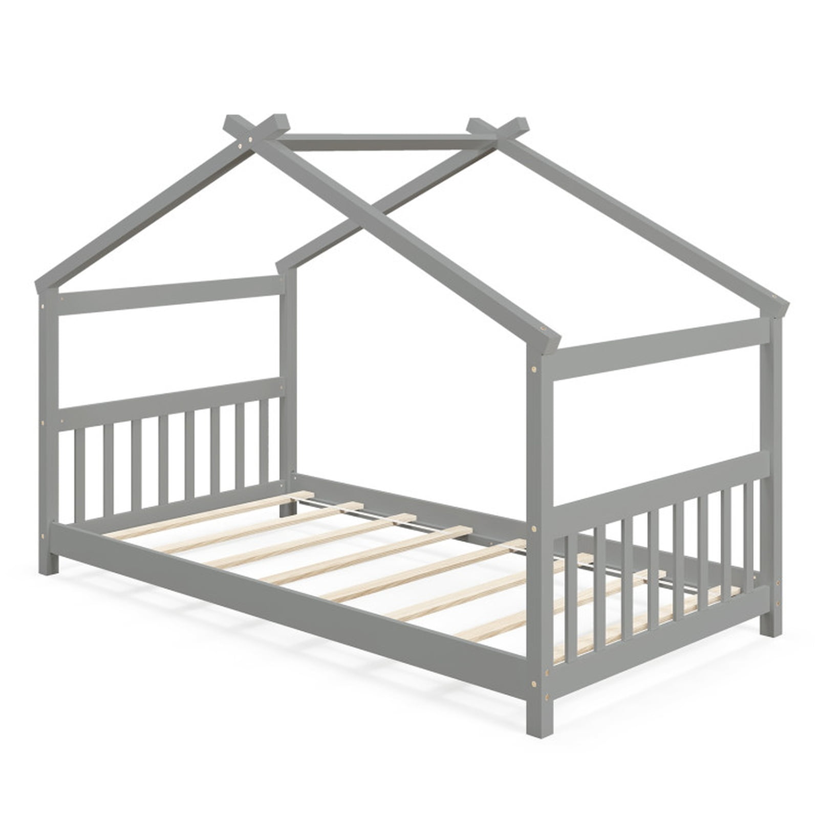 Furnibear Twin Size Wooden House Bed with Roof for Master Bedroom Loft ...