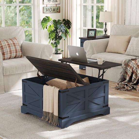 Hanyu Square Coffee Table with Storage Farmhouse Coffee Table with ...