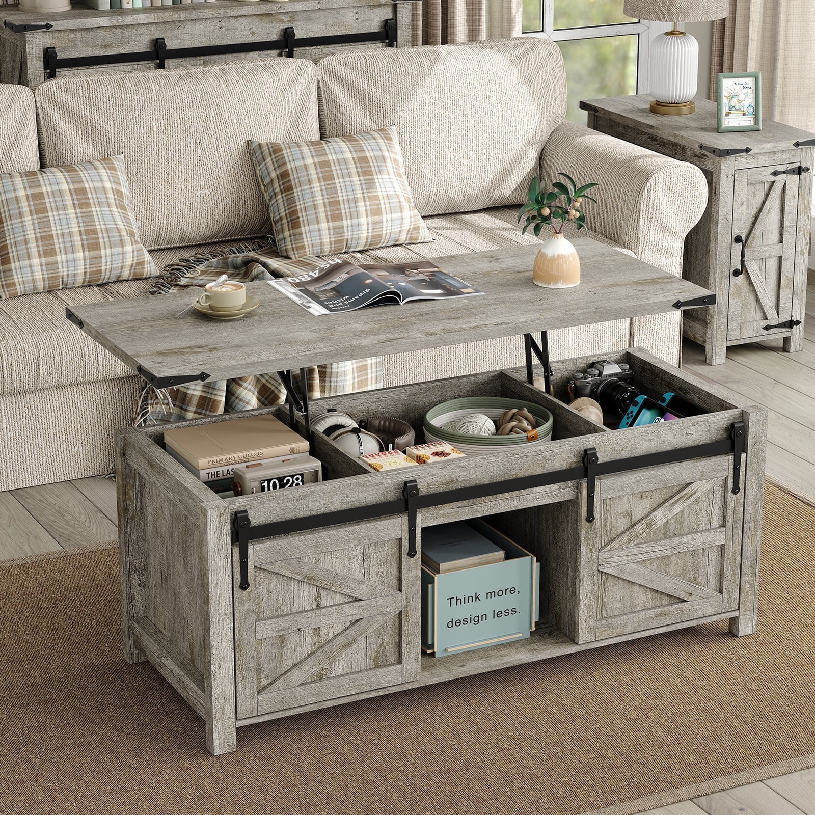 Furnihold Lift Top Coffee Table, 47.3'' Farmhouse Coffee Table with ...