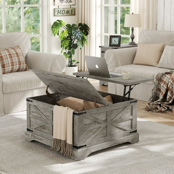 Black Coffee Table with Storage, Cocktail Table with Hinged Lift Top ...