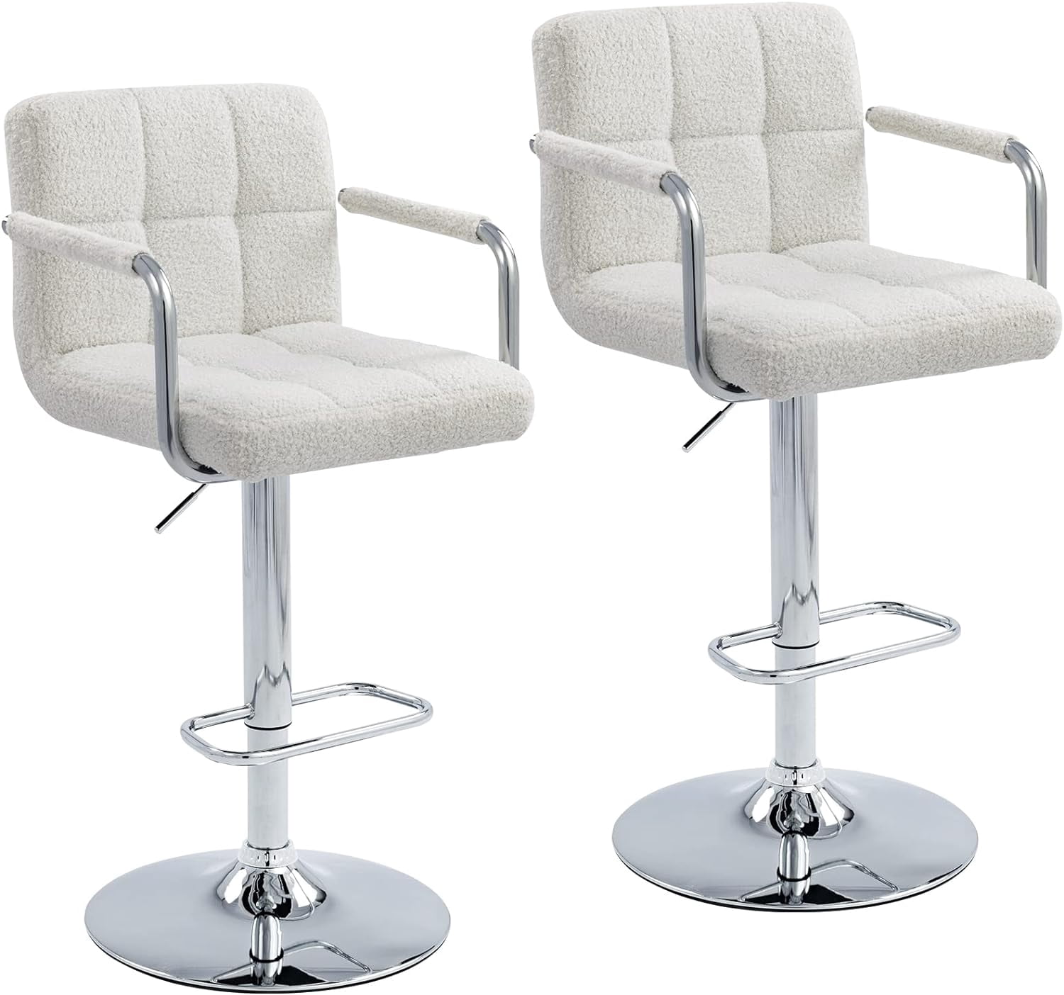 Furnimart 30" Artificial Sherpa Upholstered Bar Stool, Adjustable ...