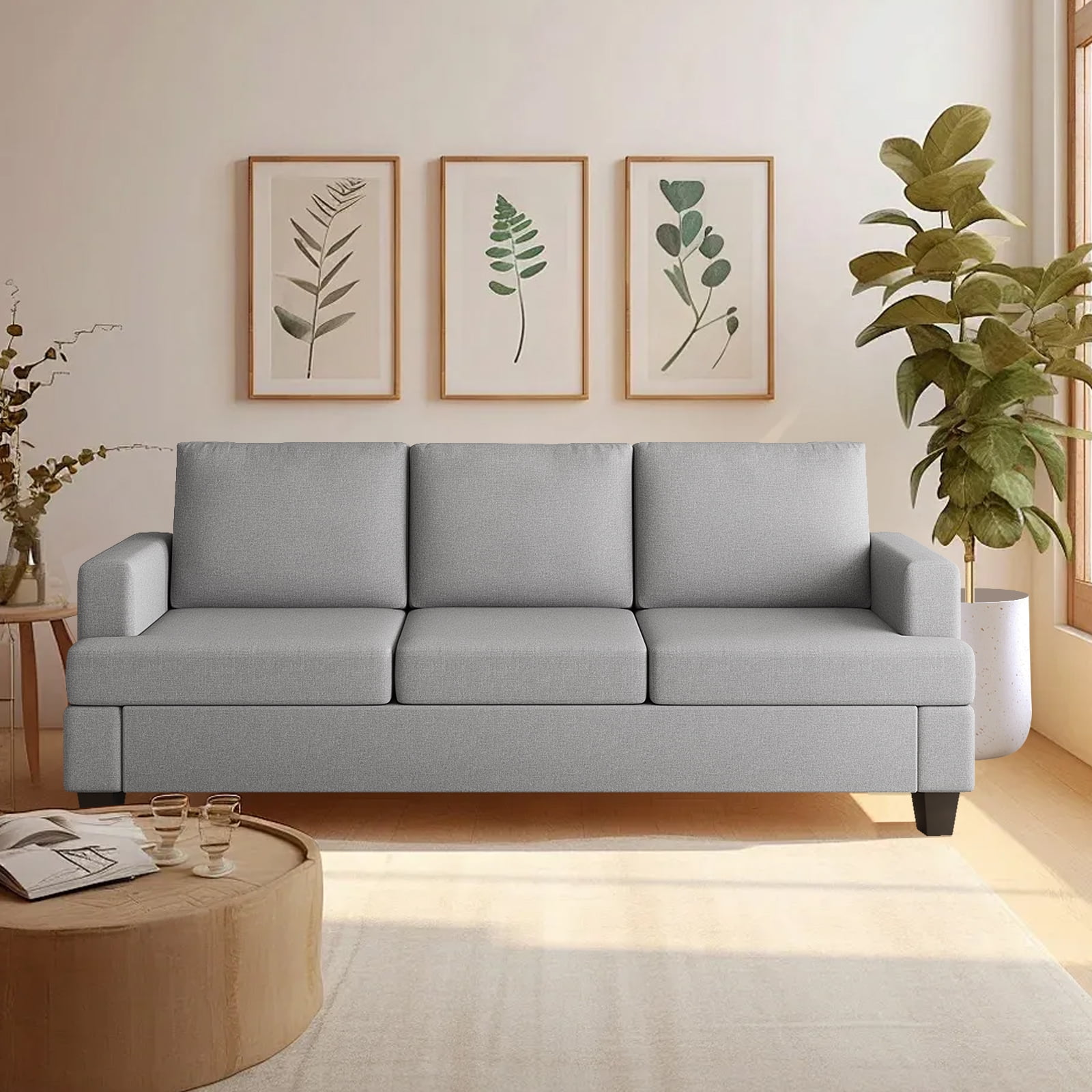 Furniliving 84.75” 3 Seater Sofa Couch, Modern Upholstered Sofa with ...