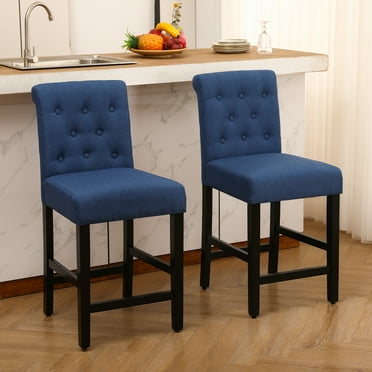 Yardi Yard Modern Leathaire Set of 2 Bar Stools with Back, 29.9" Tufted ...
