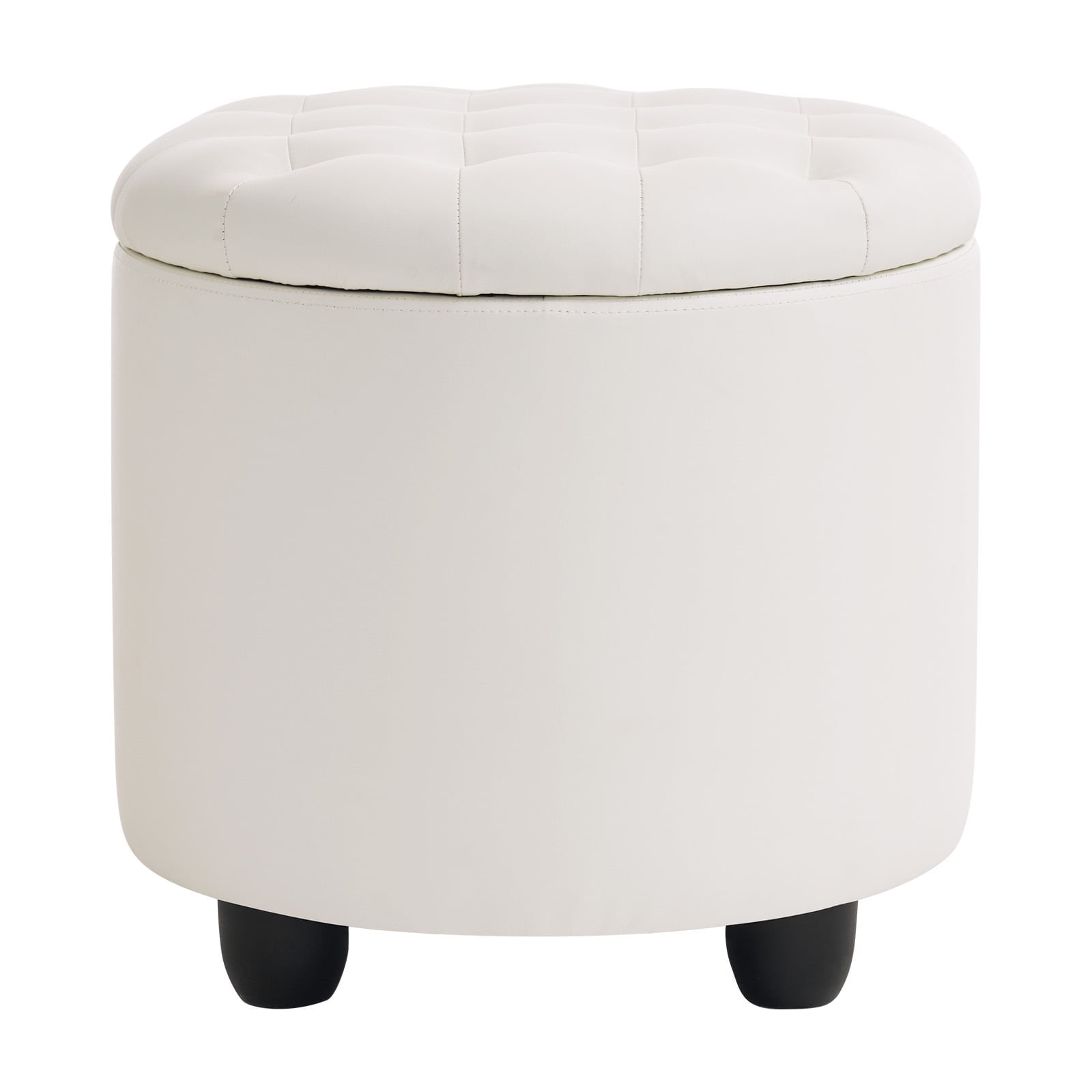 Furniliving Modern Faux PU Leather Upholstered Round Ottoman Foot Seat ...