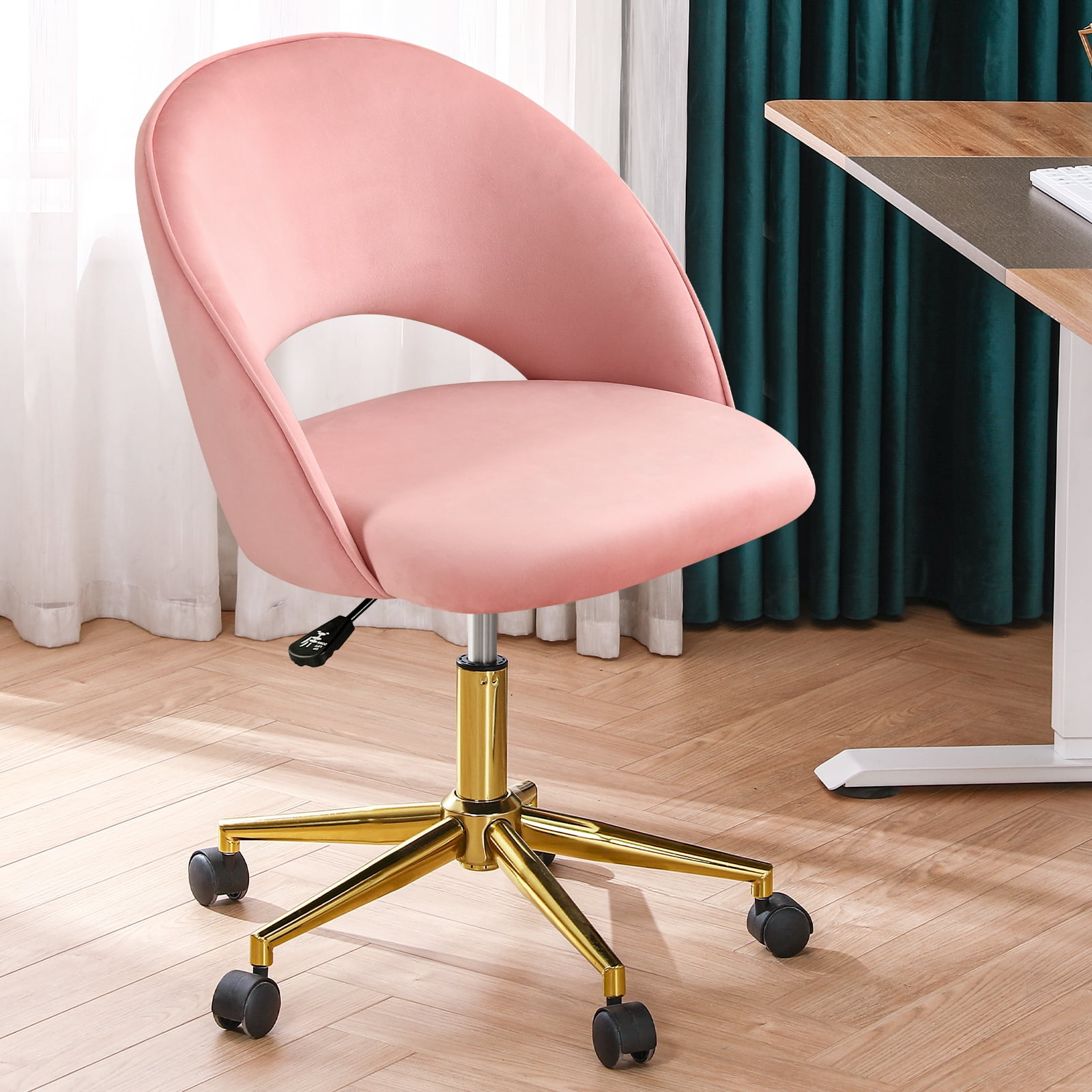 Furniliving Modern Mid-Back Office Chair Swivel Task Chair Velvet ...