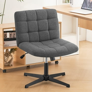 Waleaf Armless Office Desk Chair No Wheels,Fabric Padded Criss Cross ...
