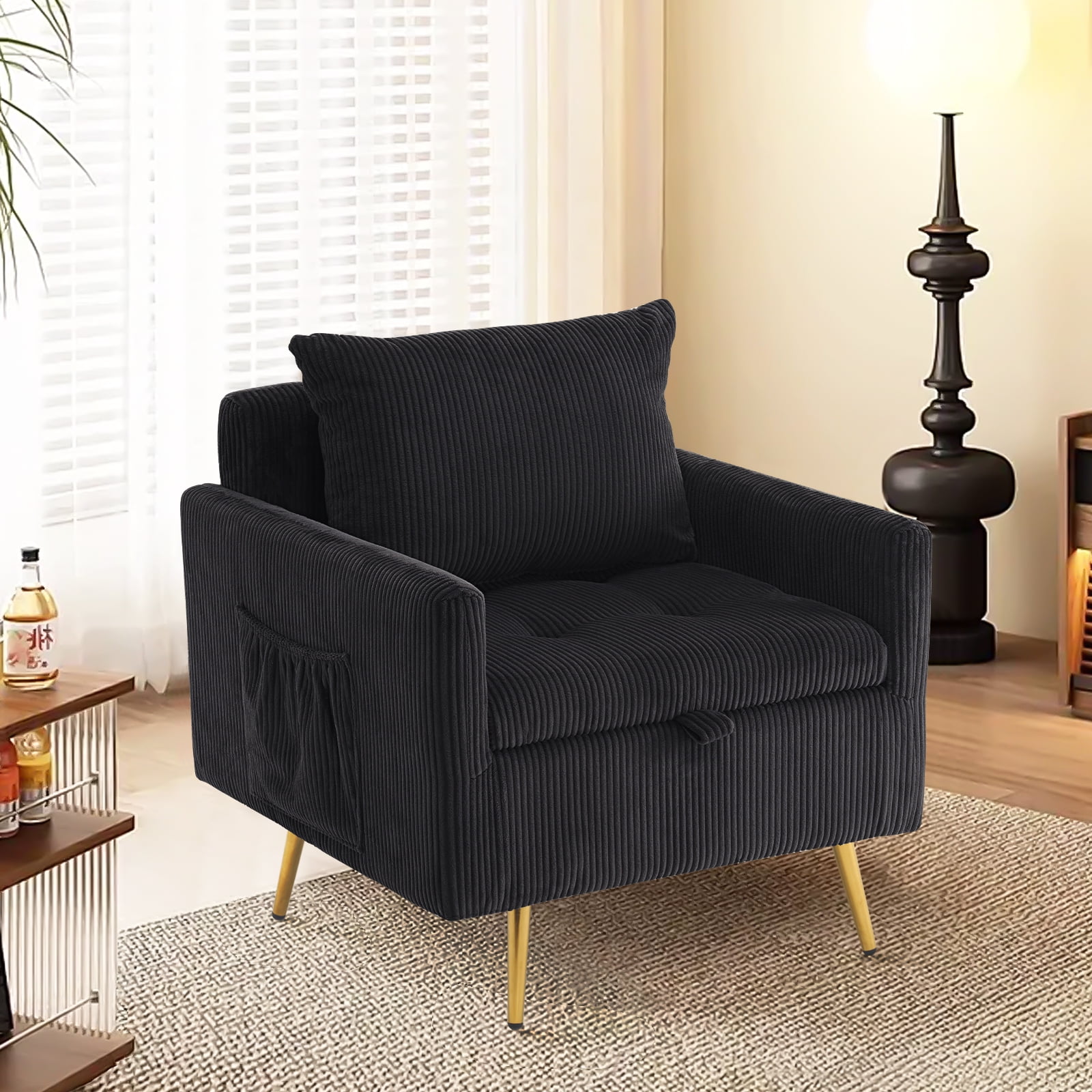Furniliving Modern Single Sofa, Upholstered Accent Chair with Storage ...