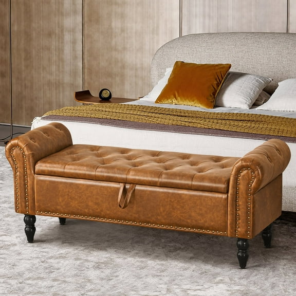 End of Bed Storage Bench King Size, 67" Storage Bench for Bedroom ...