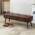 Furniliving Upholstered Bench Long Entryway Bench Bedroom Ottoman ,Dark ...