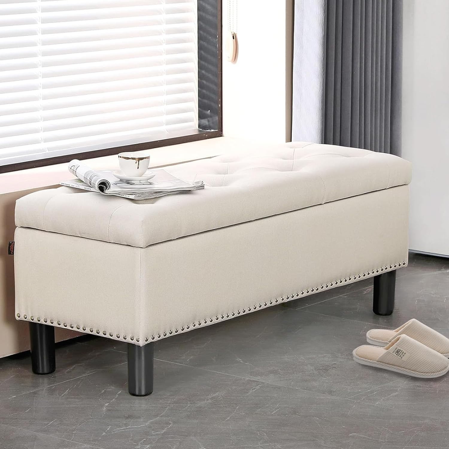 Furnimart 42.5 Inch Storage Ottoman Bench, Flip Top End of Bed Storage ...