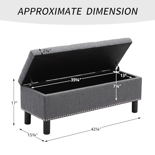 Furnimart 42.5 Inch Storage Ottoman Bench, Flip Top End of Bed Storage ...
