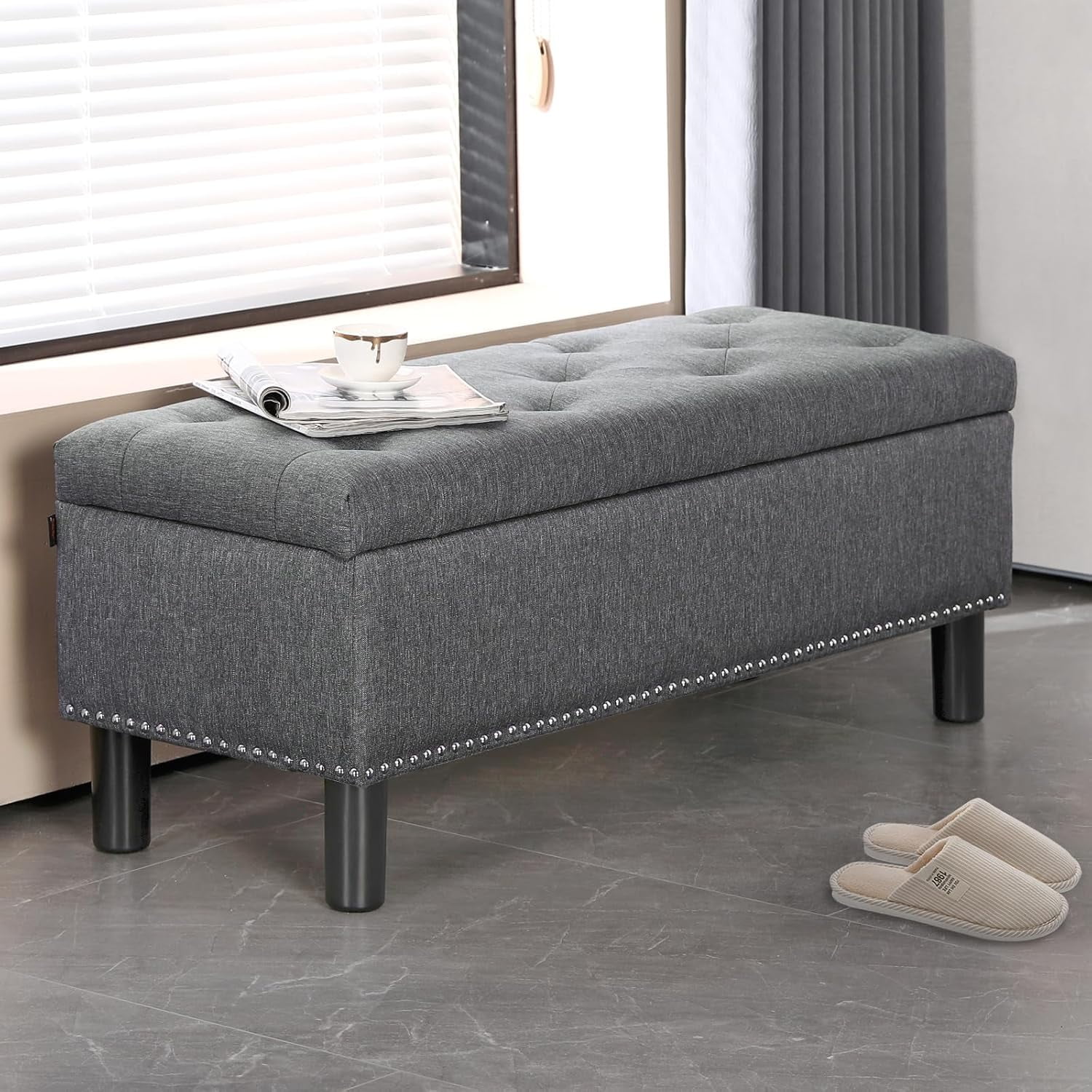 Furnimart 42.5 Inch Storage Ottoman Bench, Flip Top End of Bed Storage ...