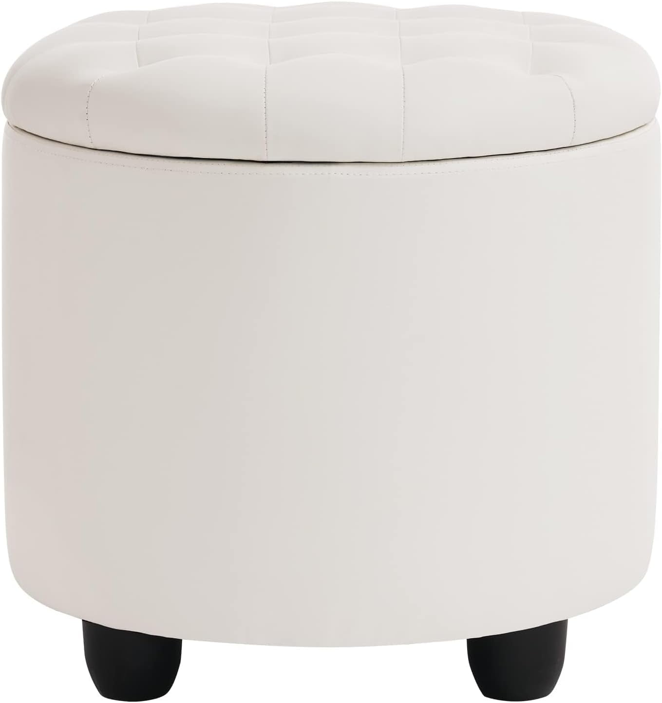 Furnimart Round Storage Ottoman with Cover Lid Tufted, 19" Round ...