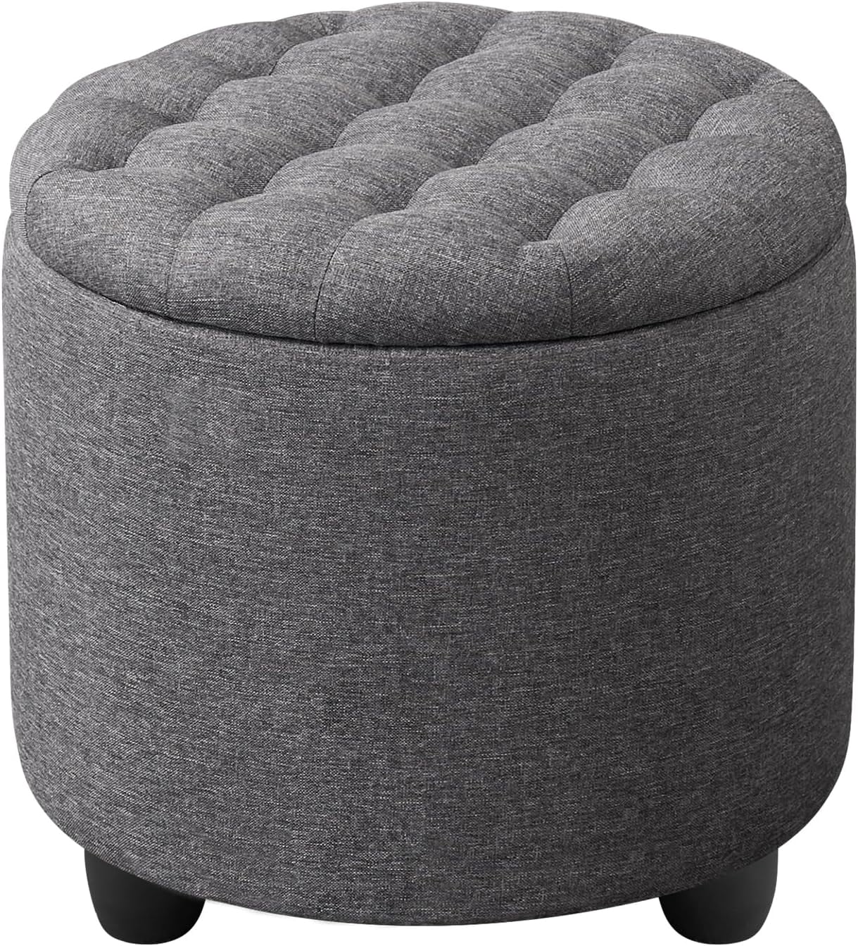 Furnimart Round Storage Ottoman with Cover Lid, Tufted Round Ottoman ...