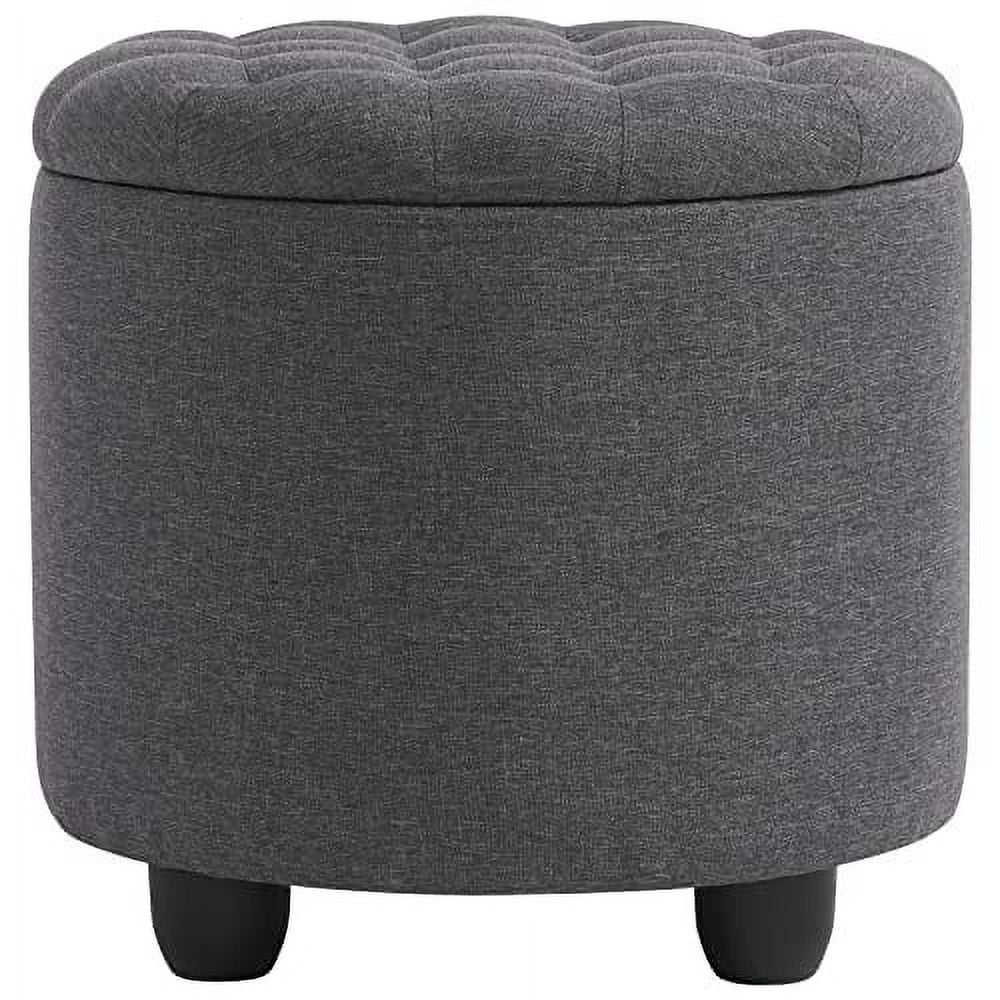 Furnimart Round Storage Ottoman with Cover Lid, Tufted Round Ottoman ...