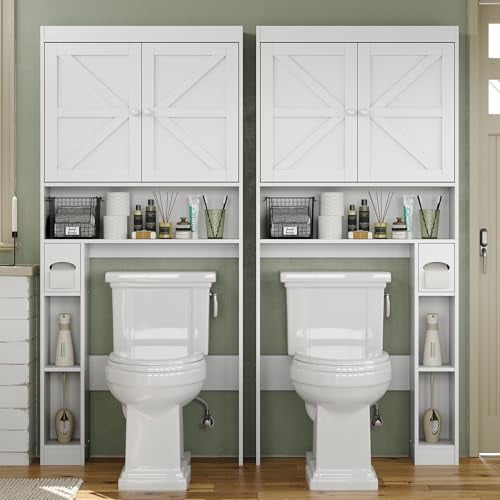 Furniouse 32.3''W Over The Toilet Storage Cabinet with Barn Doors, Free ...