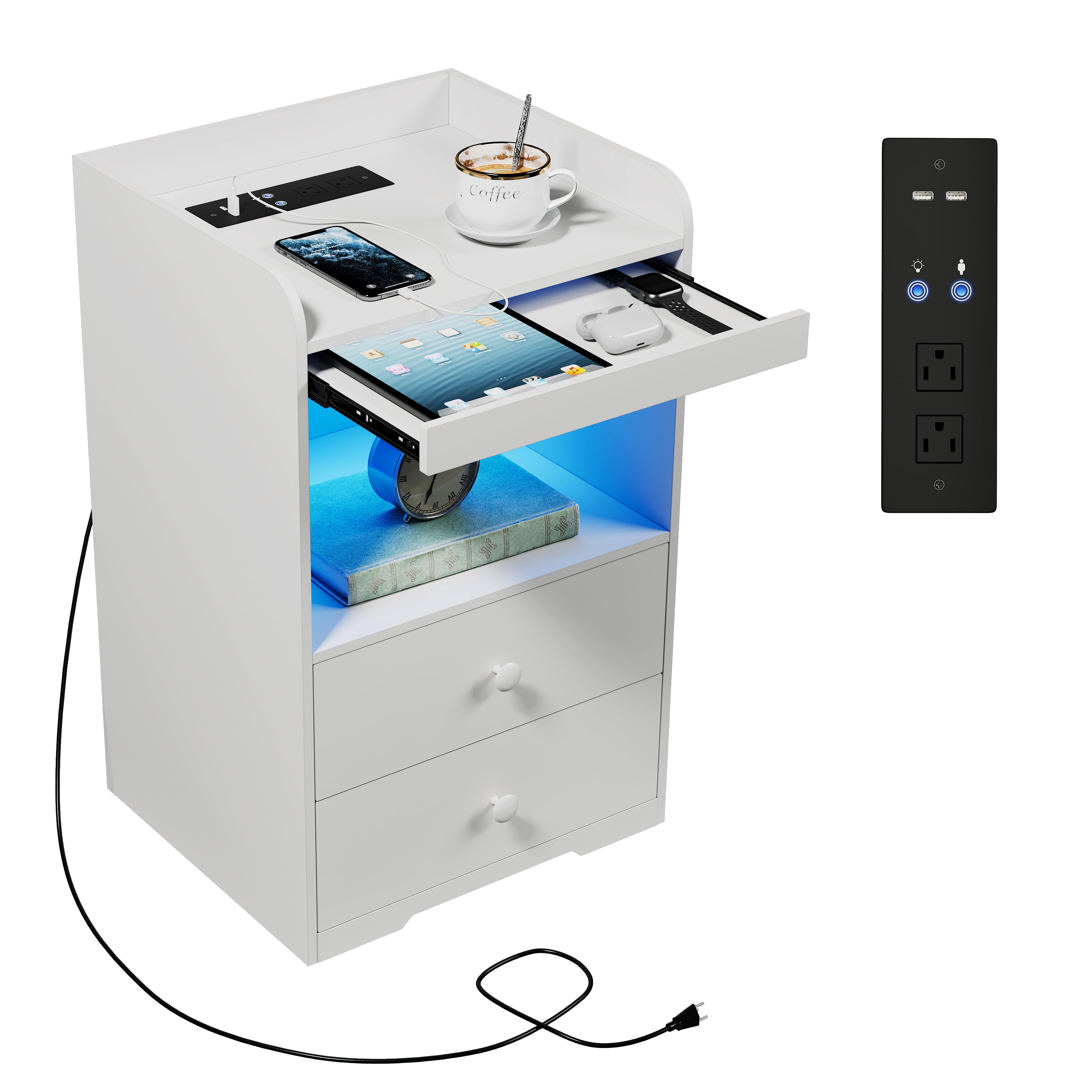 Furniouse Night Stand with Human Body Induction, Nightstand with ...