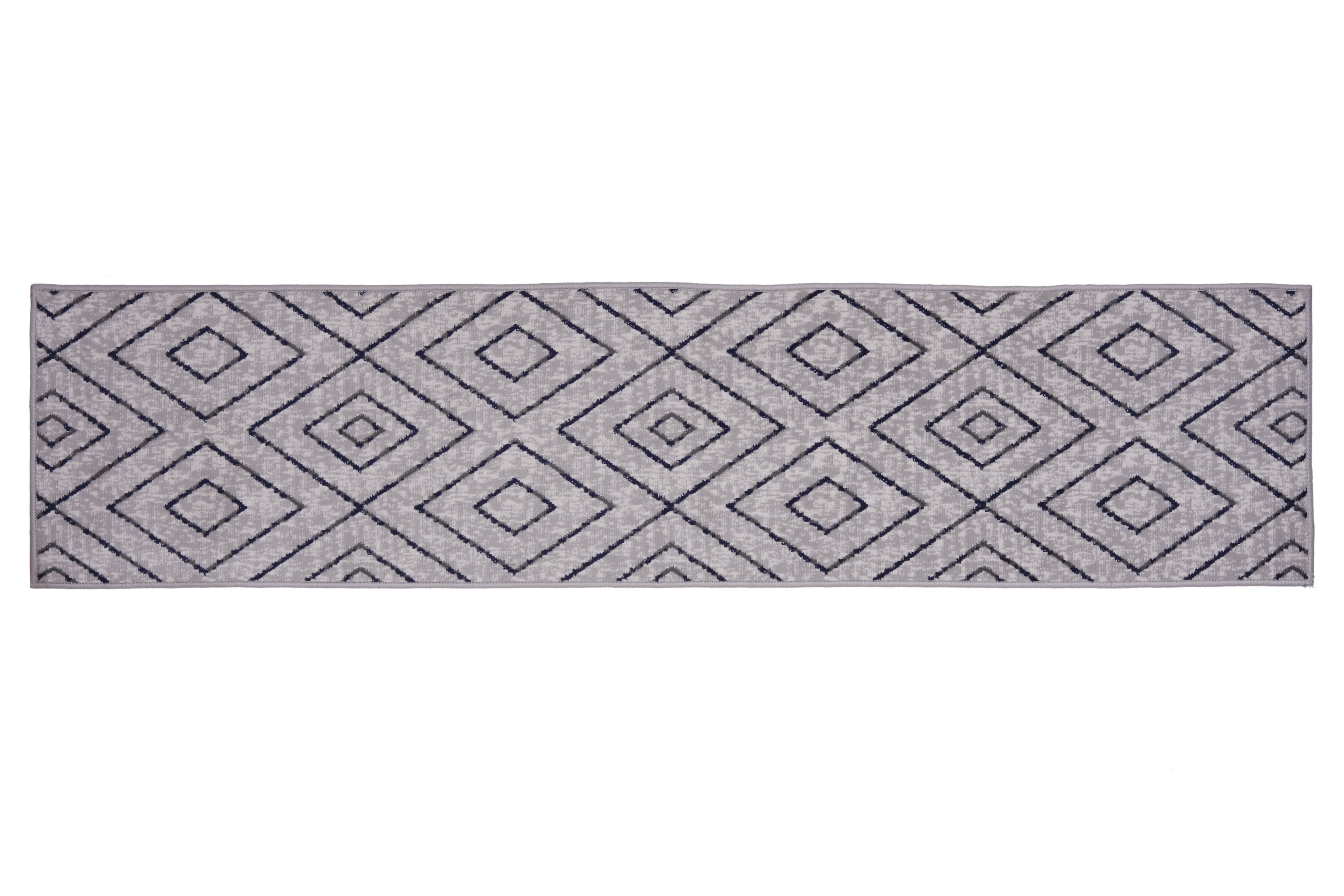 Furnish My Place Diamond Pattern Area Runner Rug - 2 ft. x 8 ft., Grey ...