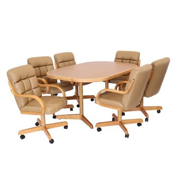 Caster Chair Company 7-Piece 42x[42/60] Caster Dining Set Wood Edge ...