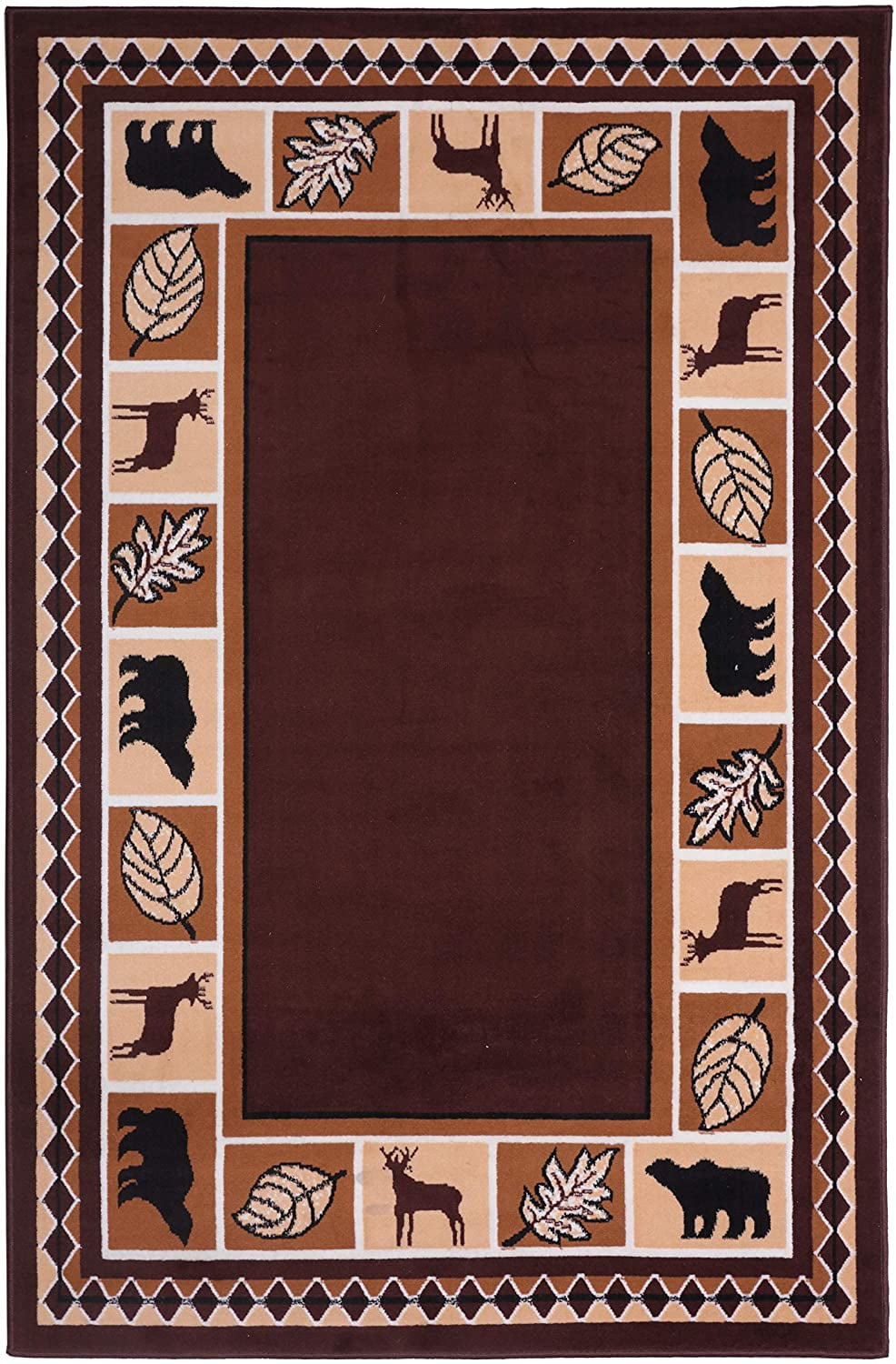 Furnish my Place Wildlife Bear & Moose Print Living Room Area Rug, 7'8 ...