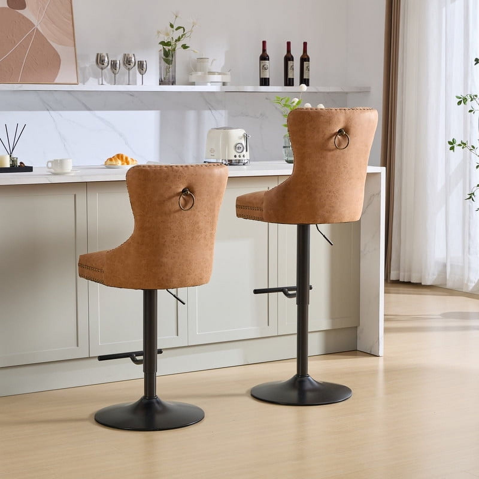 Furniture,Aged and Retro PU Swivel Barstools Adjusatble Seat Height ...