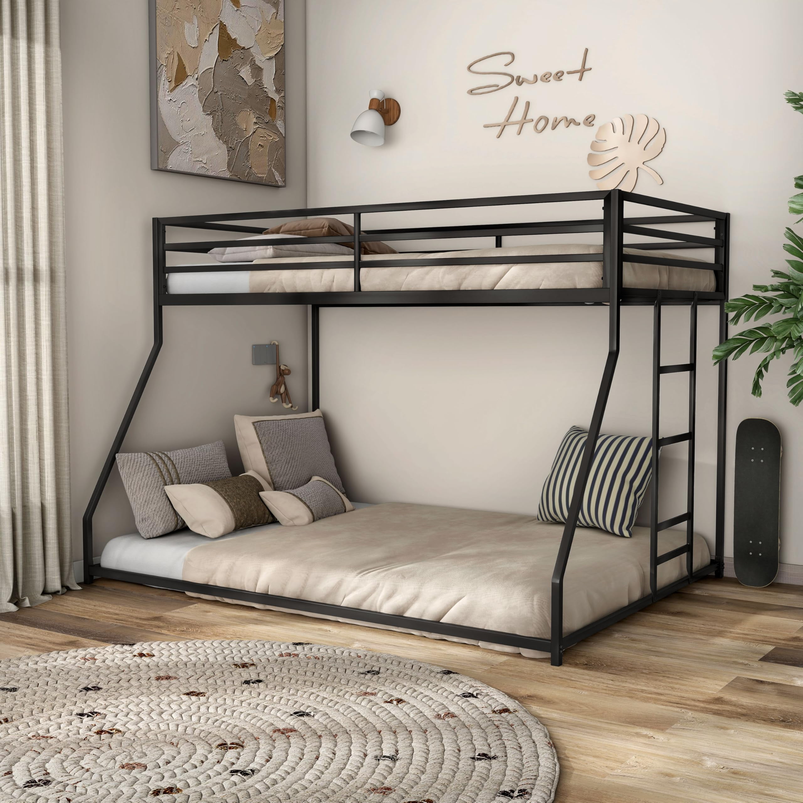 Furniture of America Dravenor Modern Metal Twin Over Full Low Profile ...