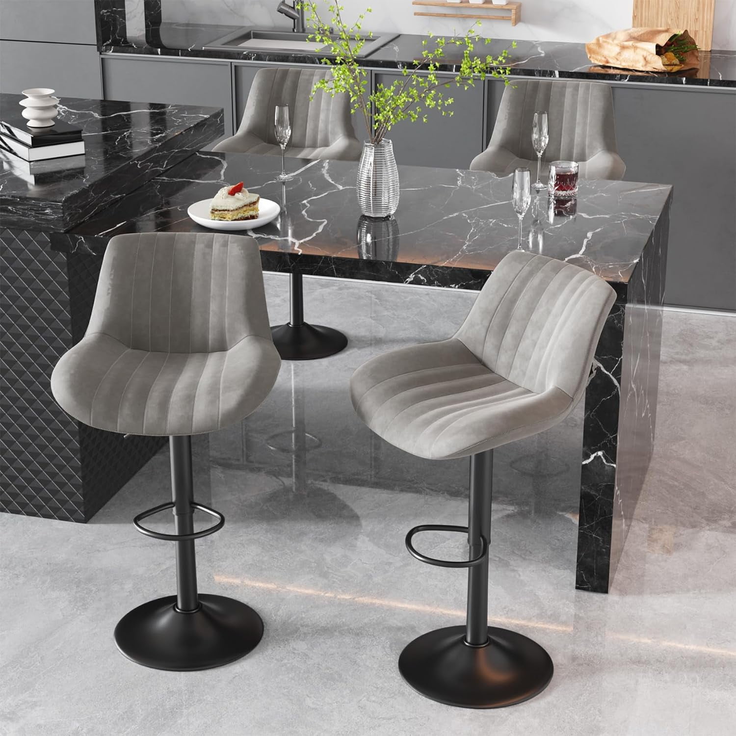 Furniture Baker Black Adjustable Doctors Stool on Wheels with Ergonomic ...