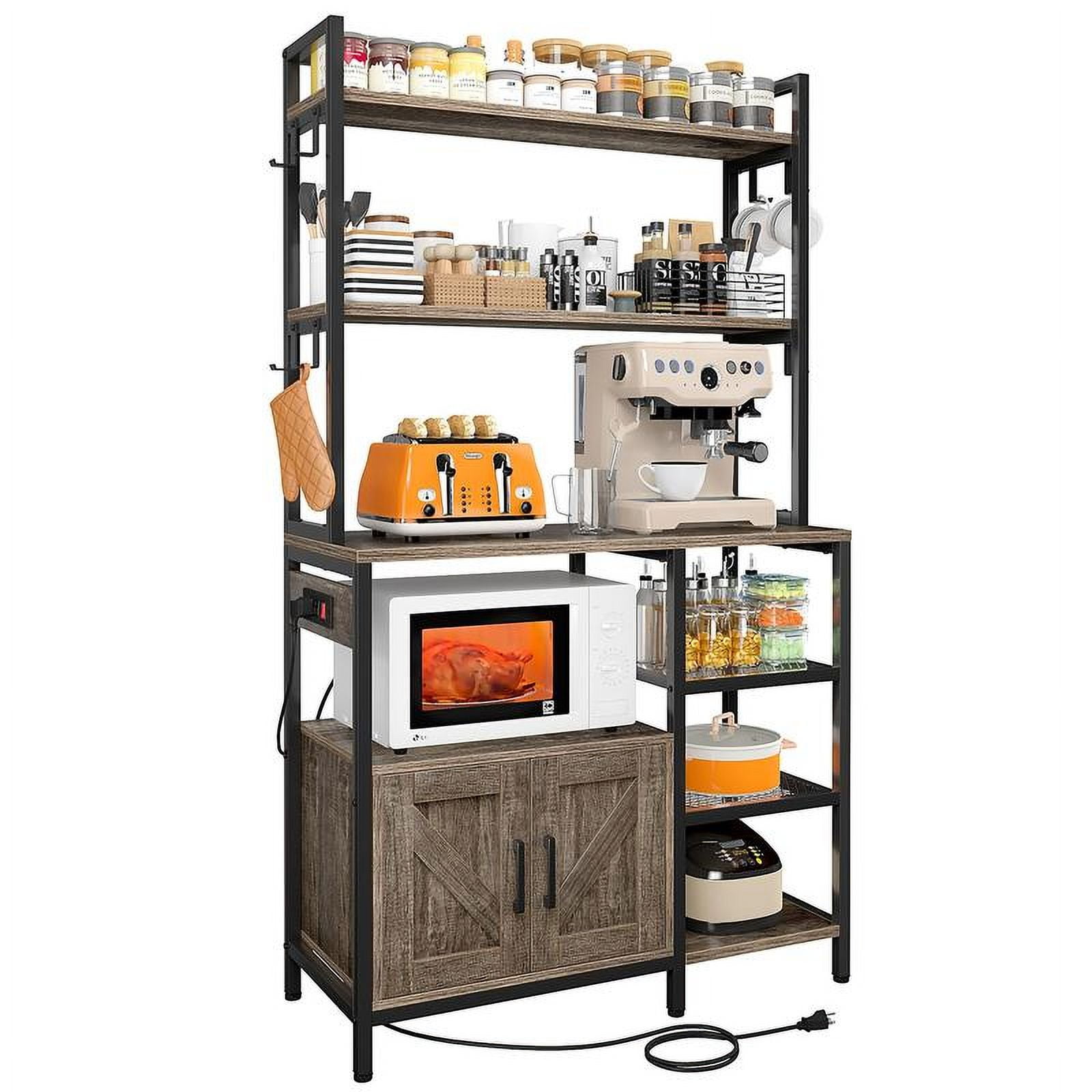 Furniture Bakers Rack for Kitchen with Power Outlet, 6-Tier Microwave ...