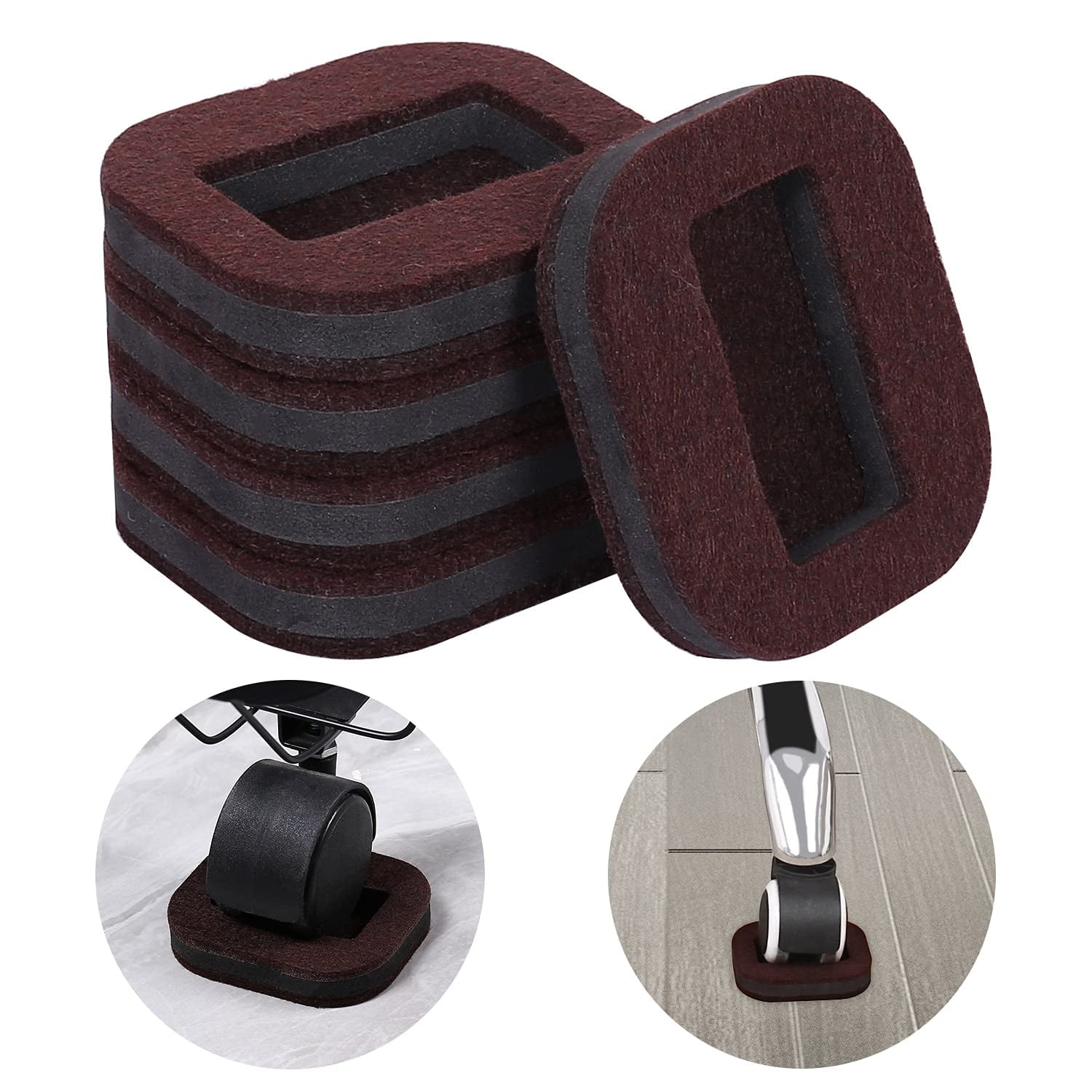Furniture Caster Cups Reusable Felt Pads Bottom, 20 Pack Office Chair ...