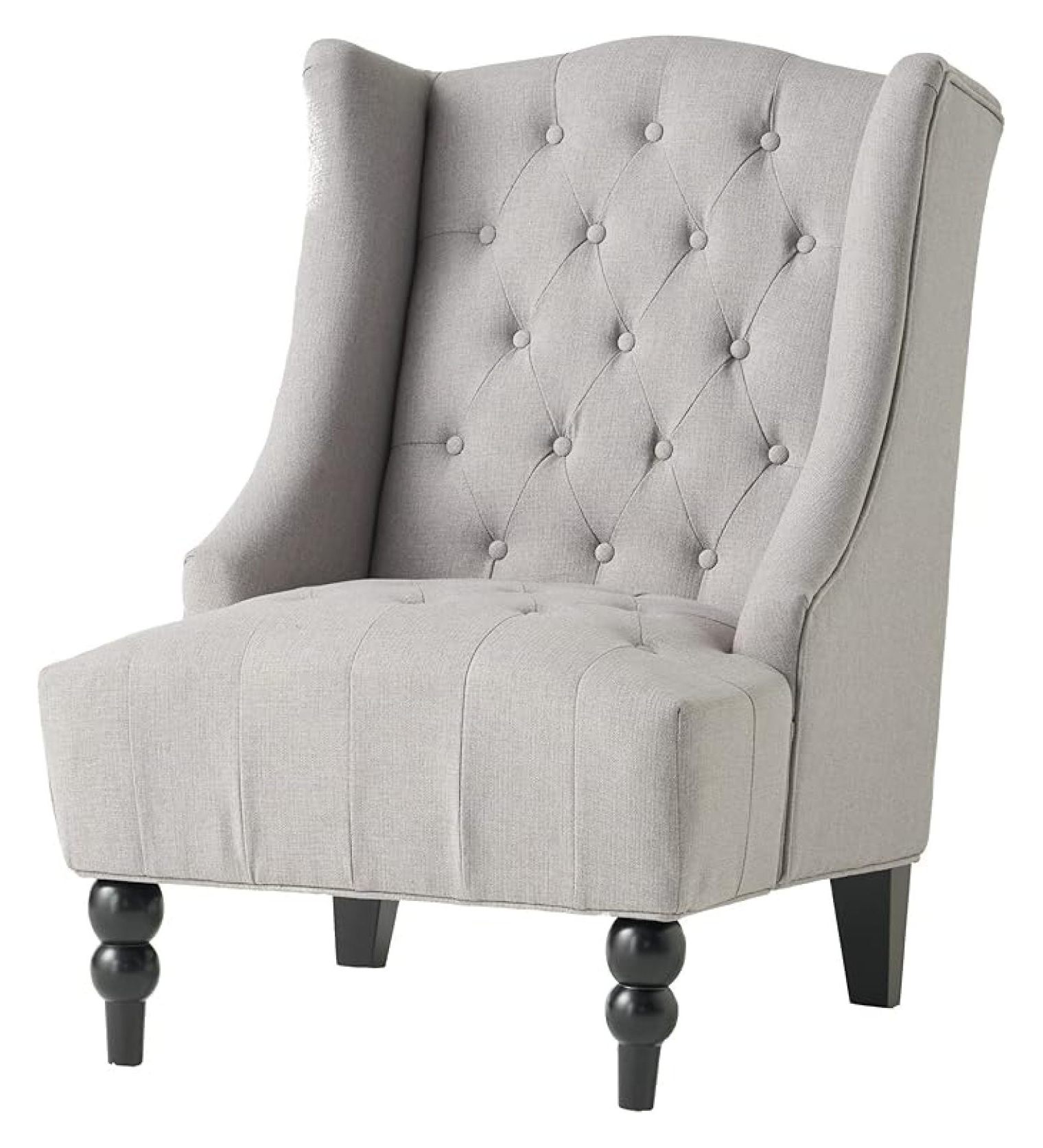 Furniture Clarice Tall Wingback Tufted Fabric Accent Chair, Vintage ...