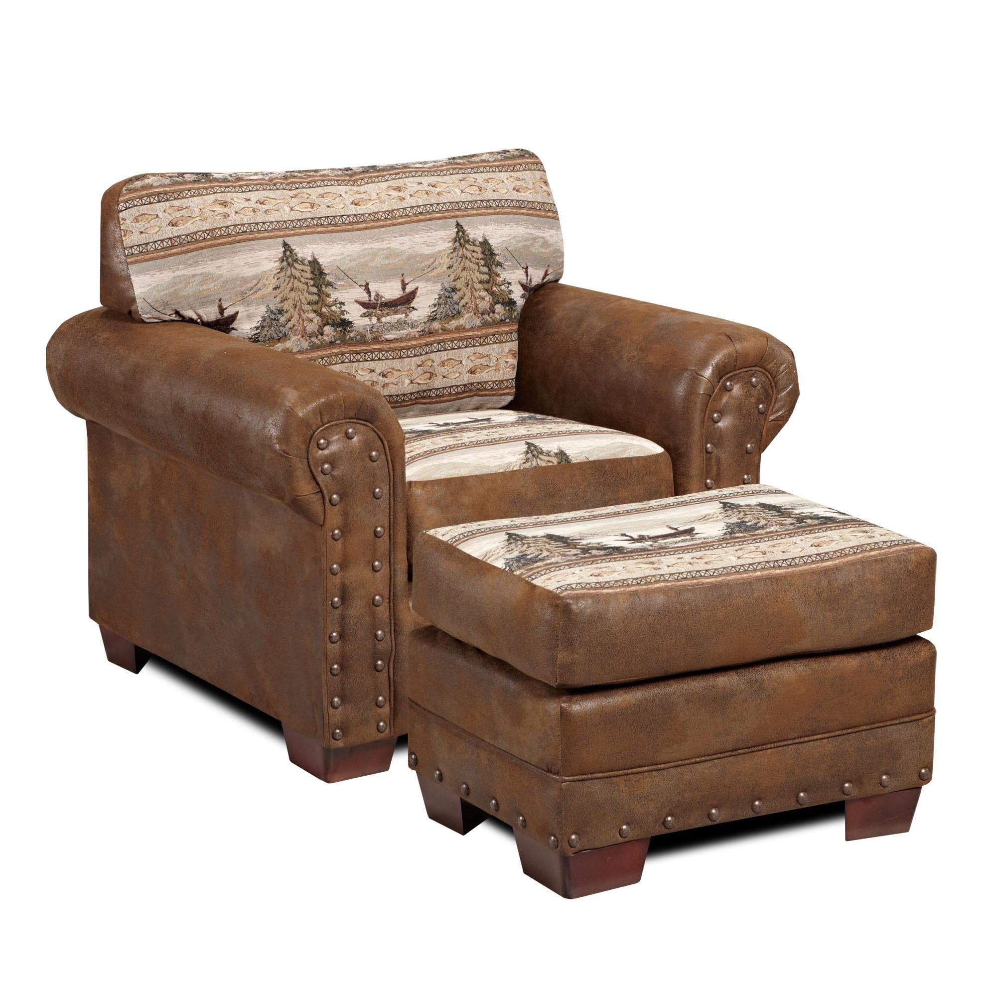 American Furniture Classics Alpine Lodge Arm Chair Set, Microfiber ...