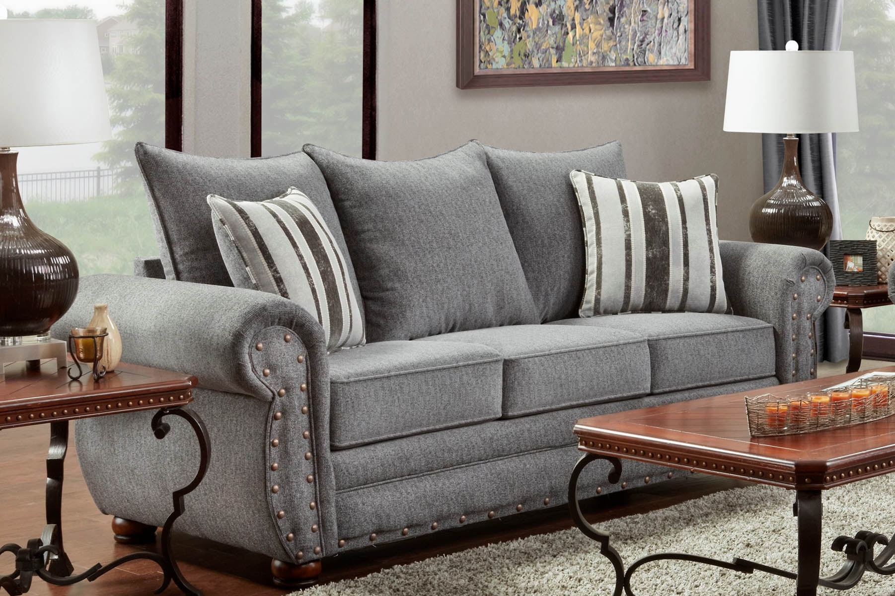 Furniture Classics Model B6103-EPSS Eden Platinum Stripe Sofa - Walmart.com