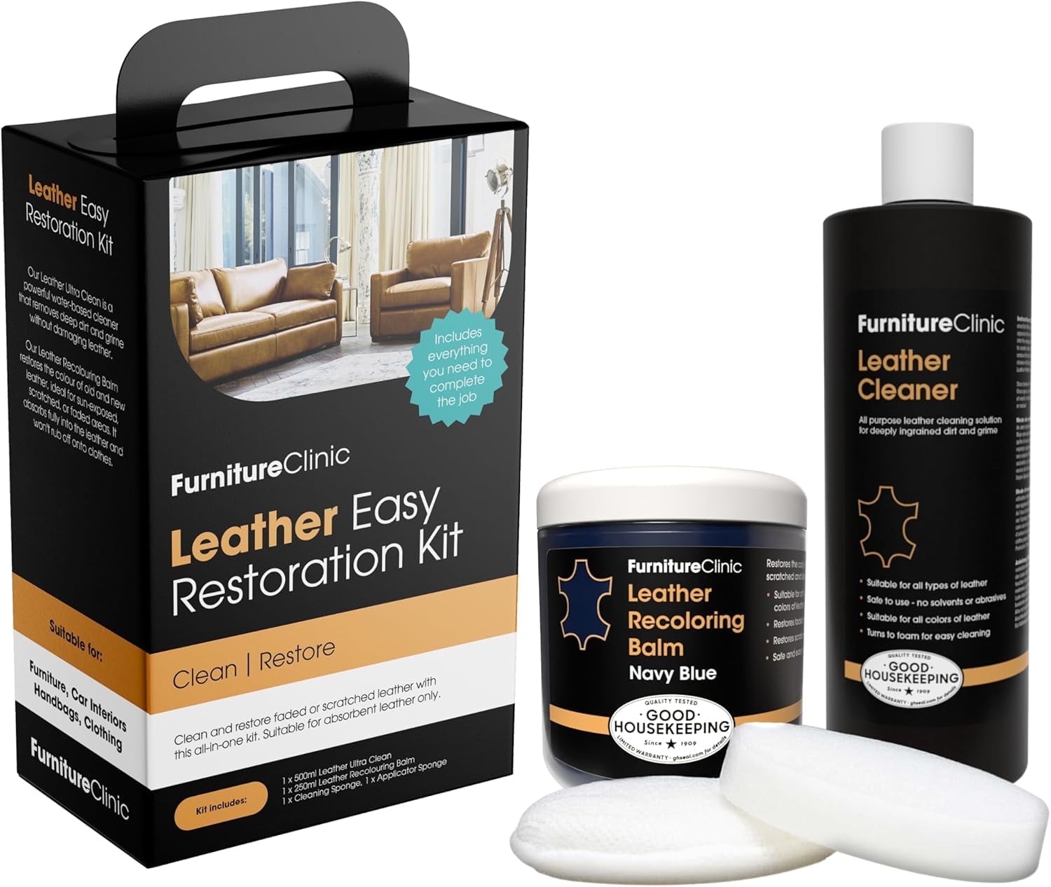 Furniture Clinic Leather Easy Restoration Kit | with Leather Recoloring ...
