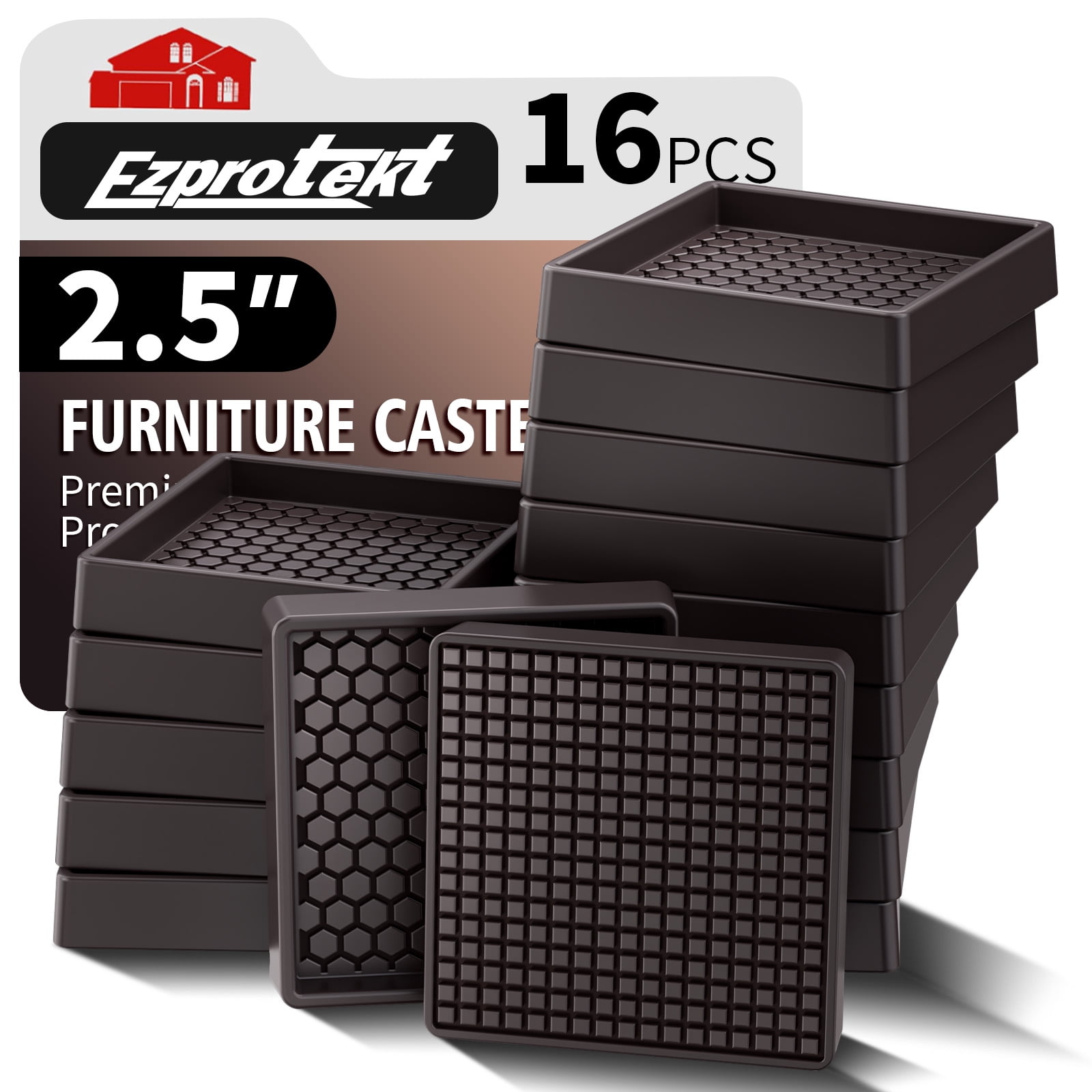 2.5'' Square Rubber Anti Slip Furniture Pads for Hardwoods Floors, 16 ...